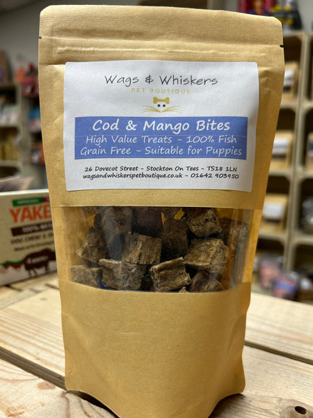 Wags & Whiskers Cod & Mango Cubes – Wags & Whiskers Pet Boutique ...