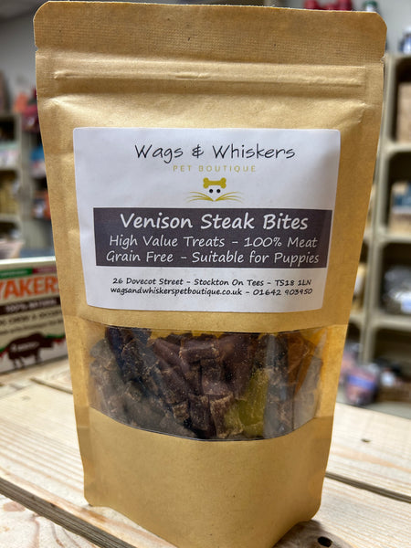 Wags & Whiskers Venision Steak Bites – Wags & Whiskers Pet Boutique ...